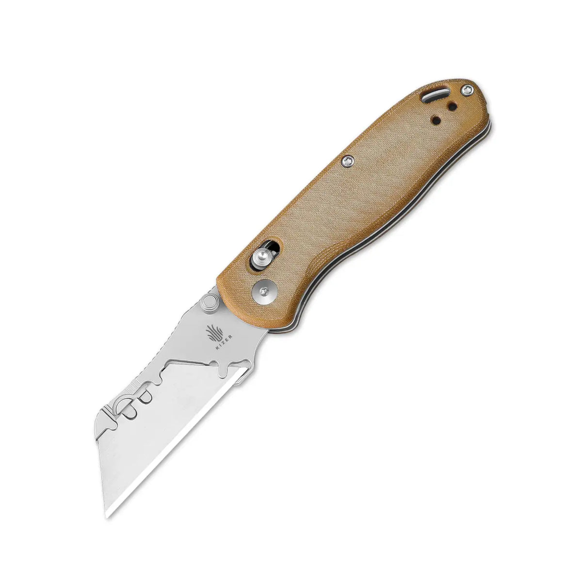 Kizer Drop Bear Utility Knife Brown Micarta - Clutch Lock Folding ...